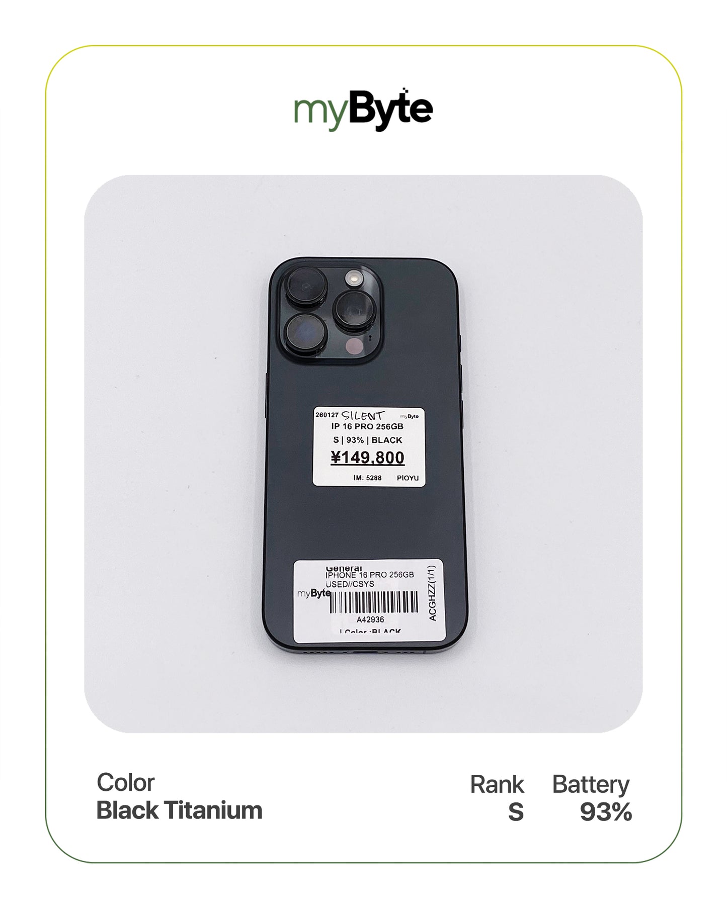 iPhone 16 Pro 5G 256GB Silent Camera (SIM Free) - MyByte International ...