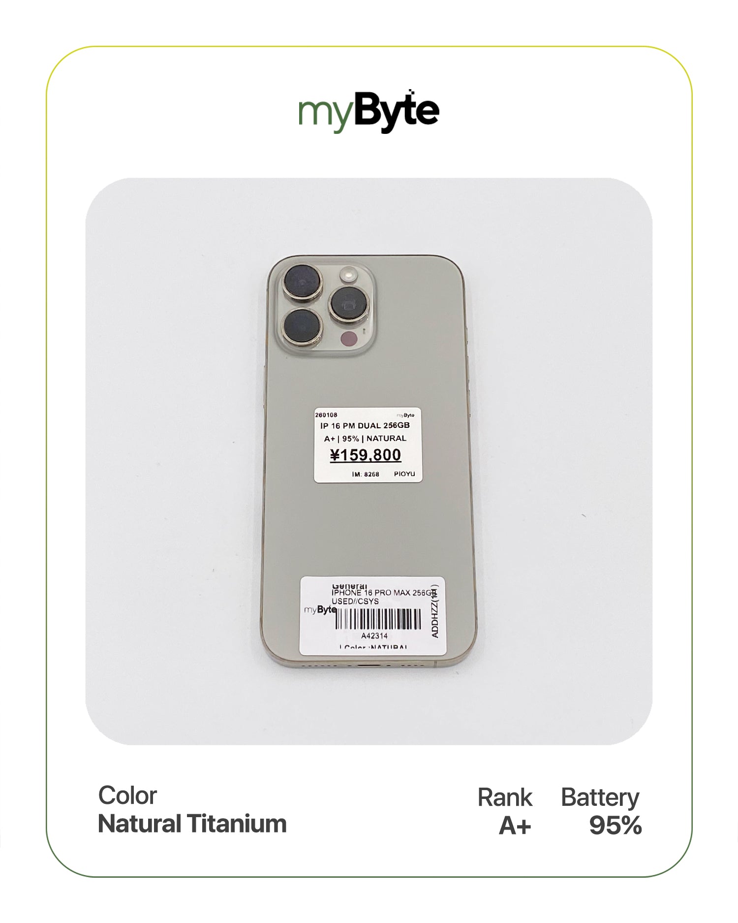 iPhone 16 Pro Max 5G 256GB Silent Camera (Dual SIM) - MyByte ...